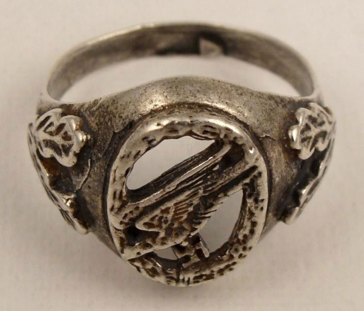 WWII Nazi Germany Silver Eagle & Swastika Ring