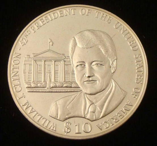Republic Liberia $10 2002 Coin President Bill Clinton