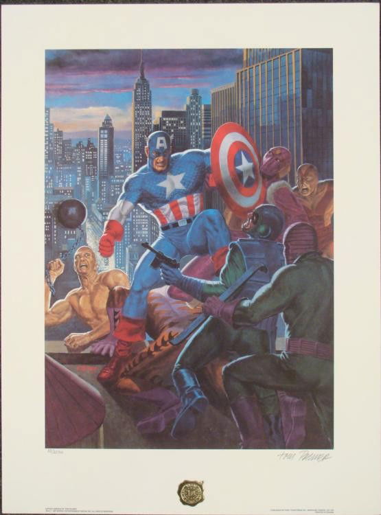 Tom Palmer Signed Print Captain America Flexing Muscles