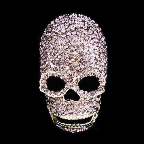 Unique Purple Swarovski Crystal Skull Brooch Pendant