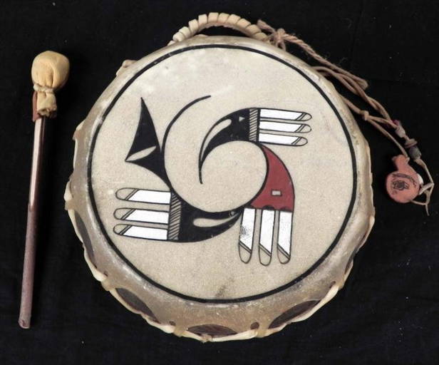 Haitian Authentic Tribal Handle Drum Hand Painted