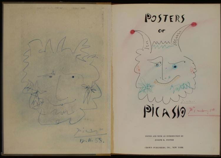 Pablo Picasso Original Drawings Signed In Book 1958