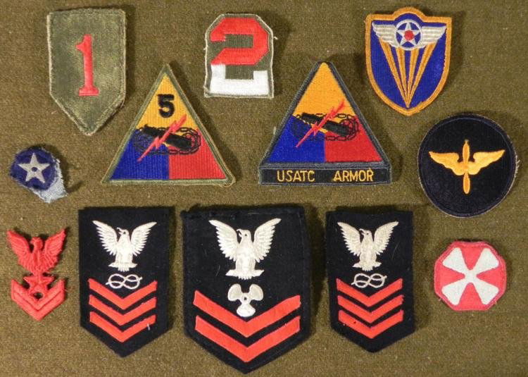 COLLECTION OF 12 WWII AAF AND NAVY PATCHES