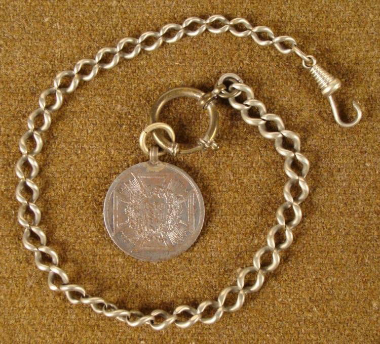 Orig Hindenburg Medal Iron Cross On Period Watch Chain