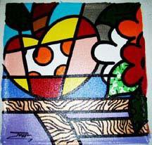 Jozza Original Pop Art Painting On Canvas Apple Flower