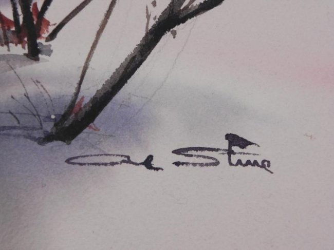 Al Stine Original Watercolor Painting Winter Landscape : Lot 290278