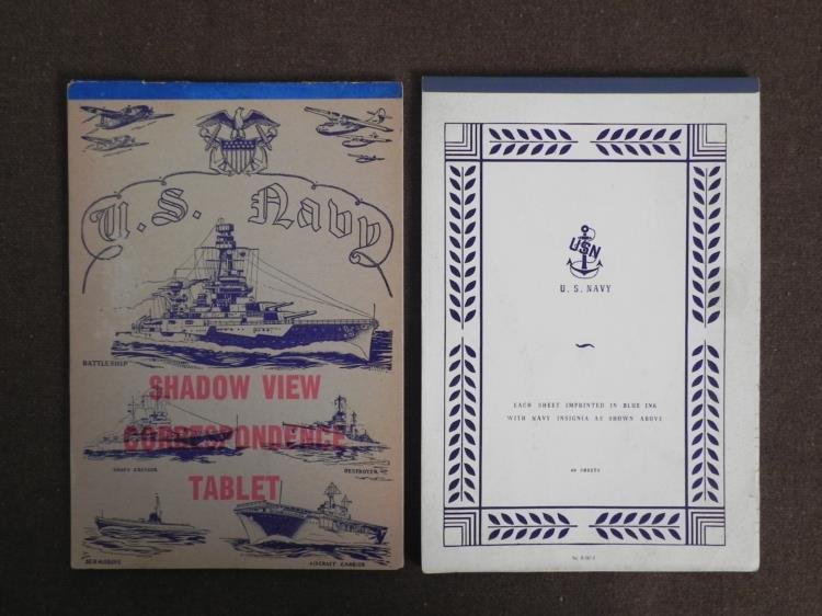 WWII US NAVY WRITING PAPER-1 TABLET WITH USN LETTERHEAD