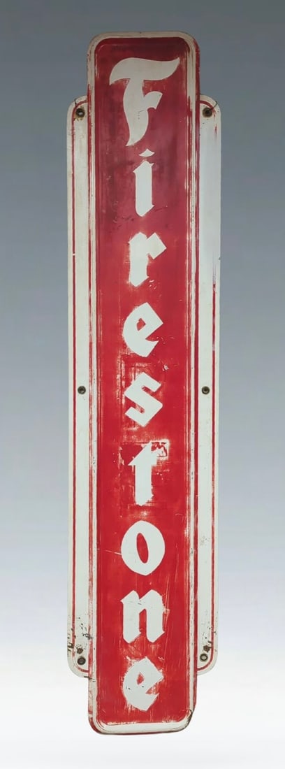 Massive Vintage 1940s Firestone Vertical Porcelain Enamel Sign - 78 ...