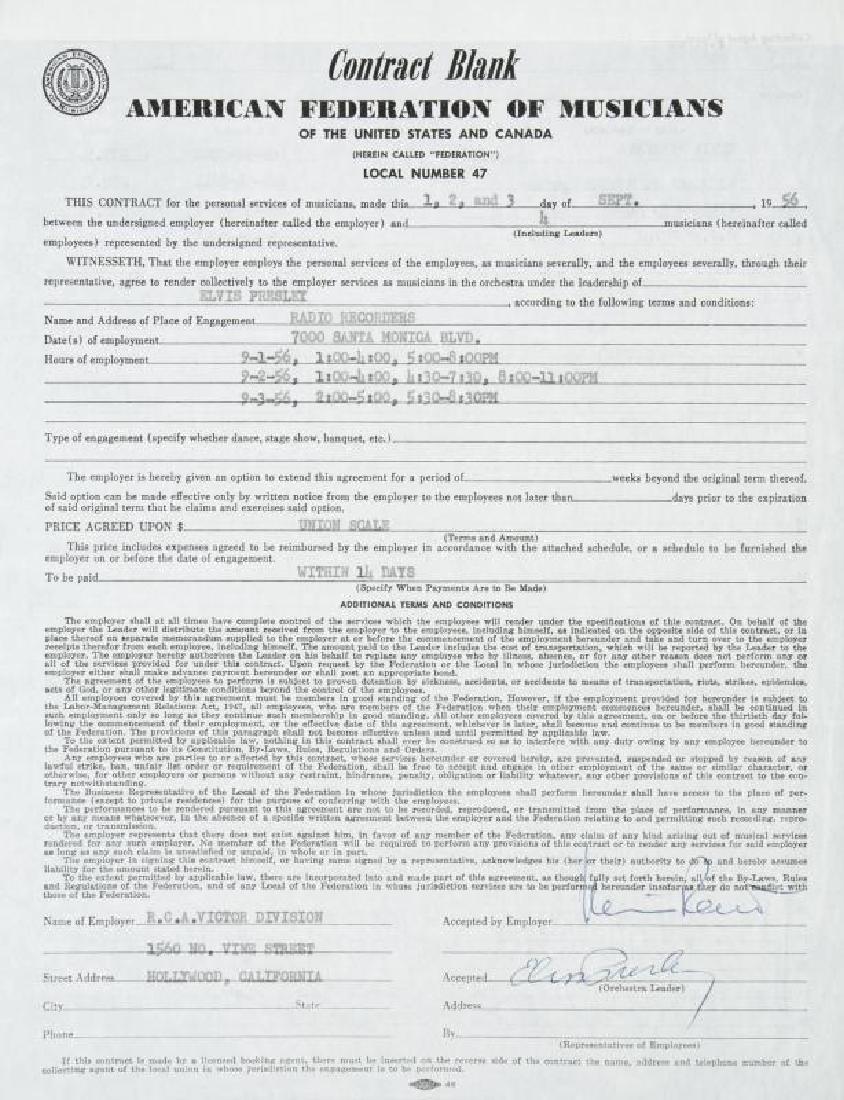 ELVIS PRESLEY RECORDING CONTRACT