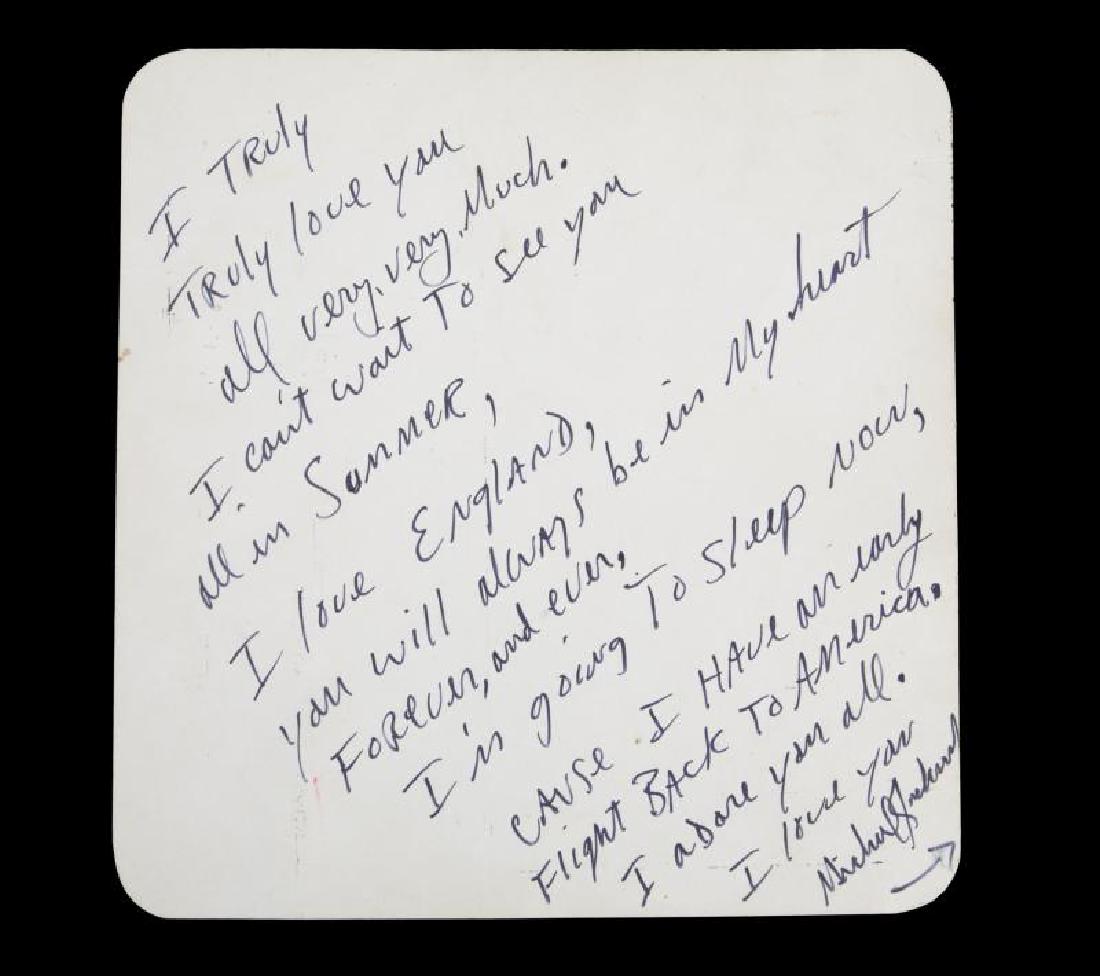 MICHAEL JACKSON HANDWRITTEN LETTER