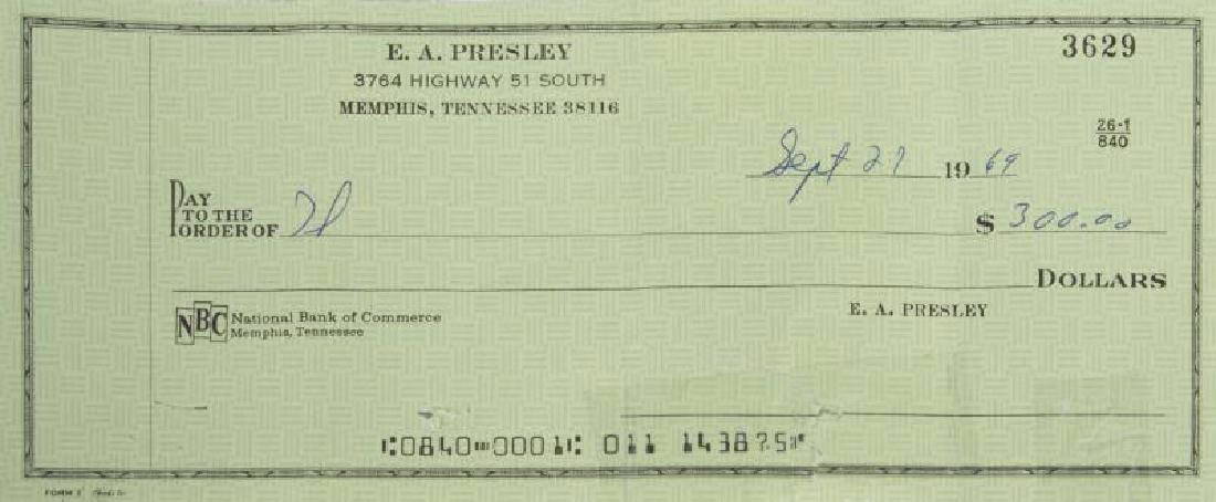 Elvis Presley Handwritten Check