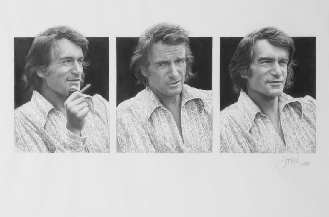 HUGH HEFNER JON HUL PENCIL DRAWING, 2009