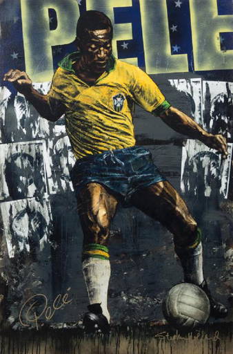 Pelé Signed Artwork By Stephen Holland