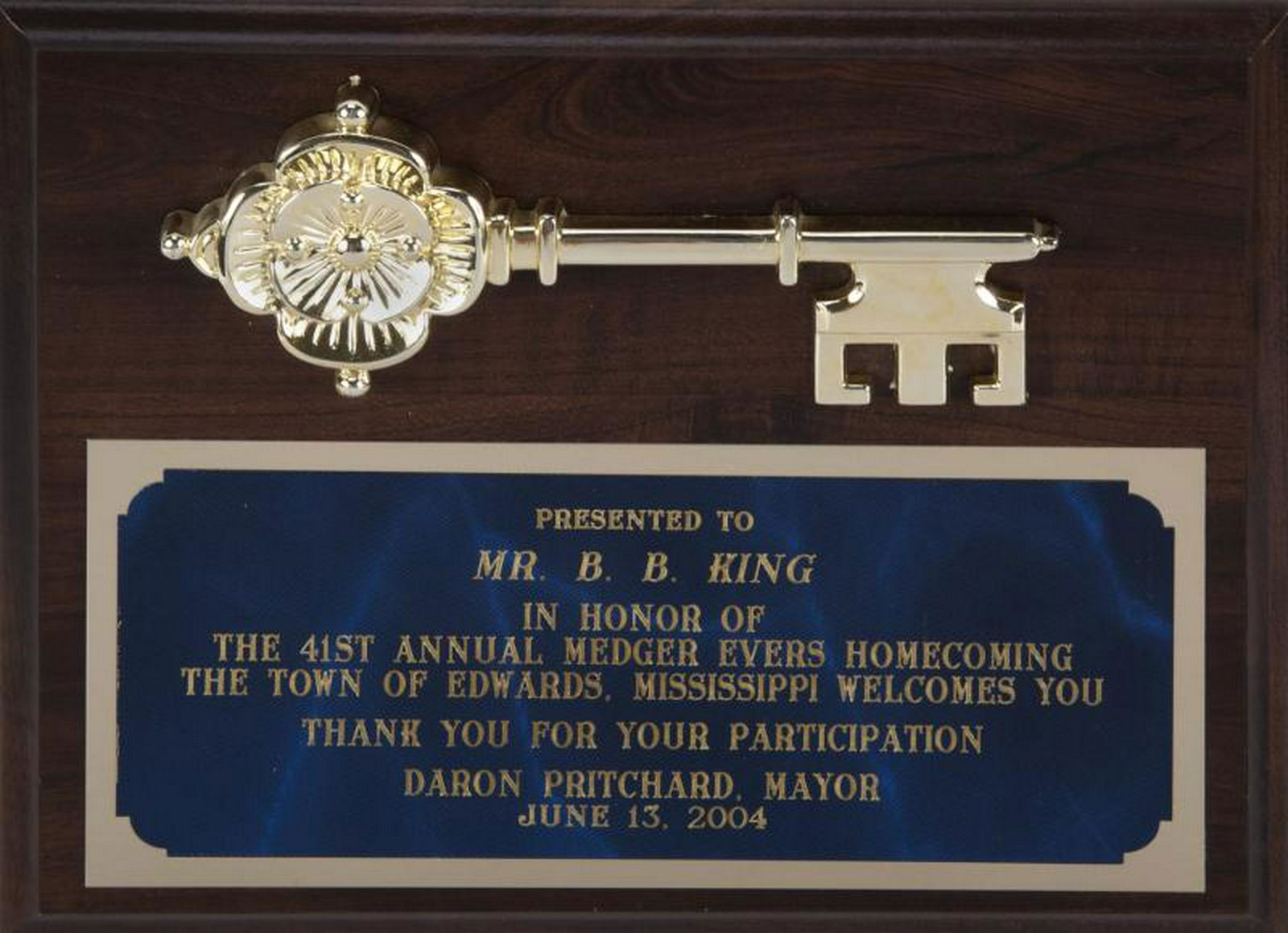 B.b. King Keys To The City And Award Plaques
