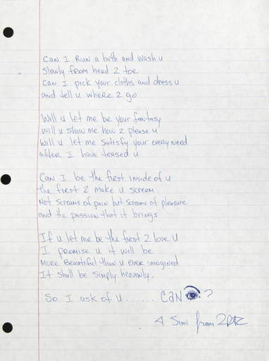 Tupac Shakur Handwritten Love Poem