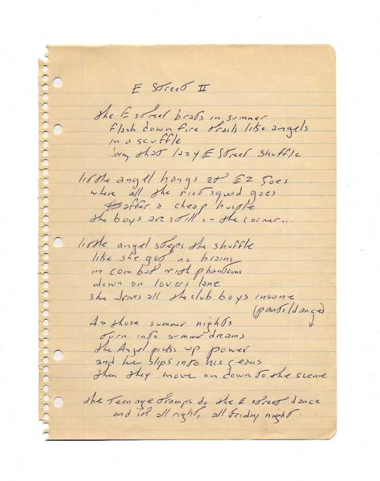 Bruce Springsteen Rare Handwritten Lyrics - Sep 13, 2003 | Julien's ...