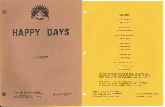 Happy Days Script for "Ah Wilderness"