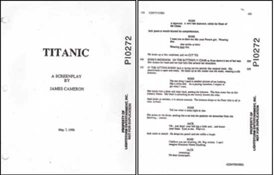 Original Shooting Script From Movie Titanic