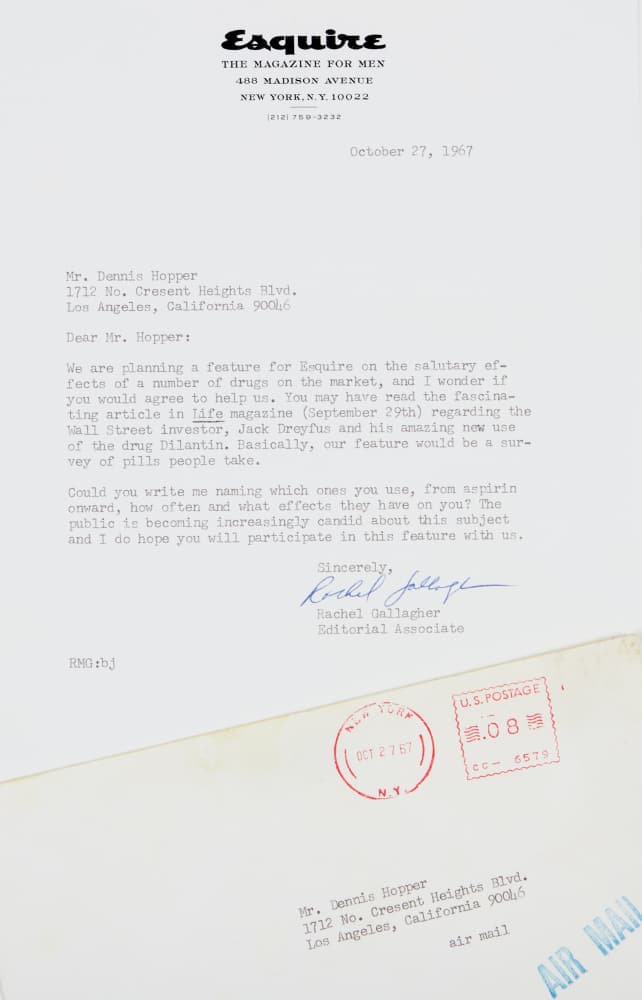 Dennis Hopper | 1967 "esquire" Drugs Letter Auction