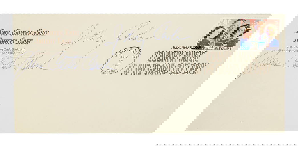 Johnny Cash And June Carter Cash | Signed 1993 Envelope With The Carter ...