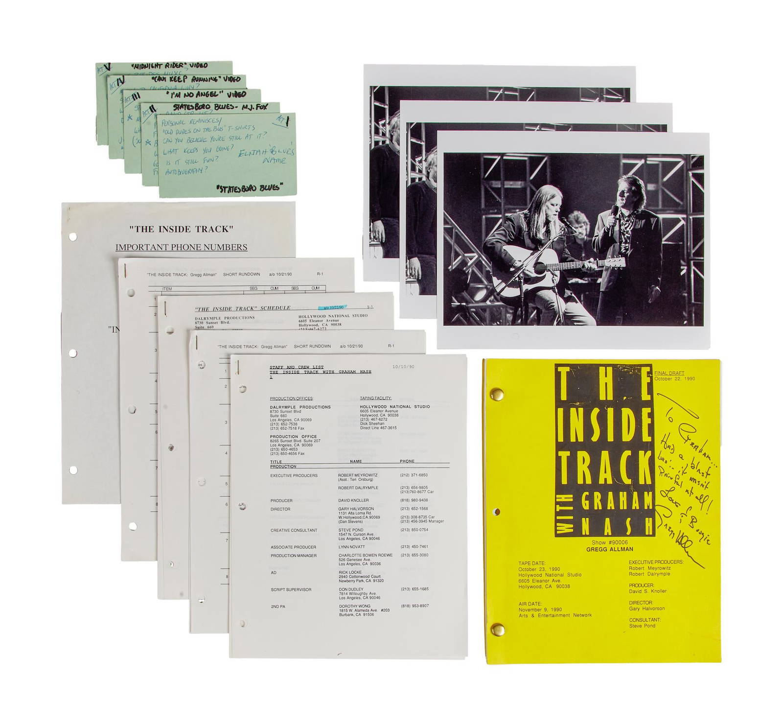 Graham Nash | Gregg Allman Signed "inside Track" Production Script With ...