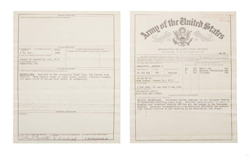 Tony Bennett | U.s. Army Separation Qualification Papers