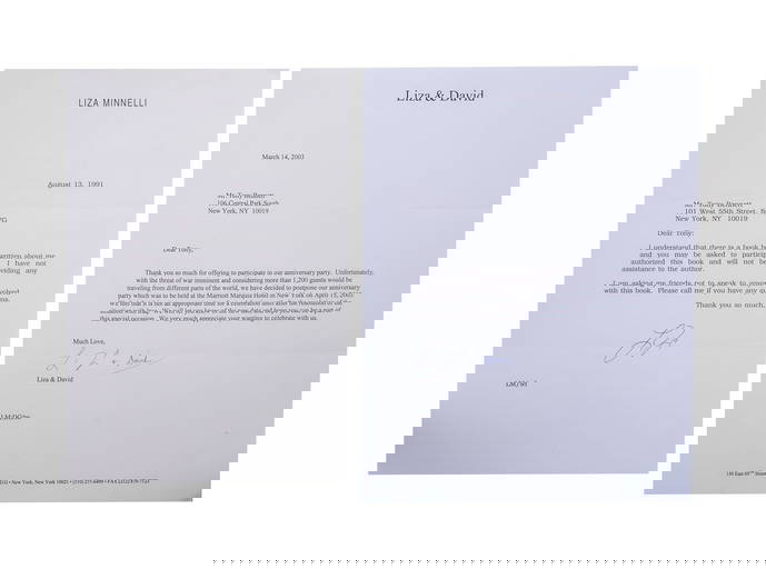 Tony Bennett | Liza Minnelli Signed Notes