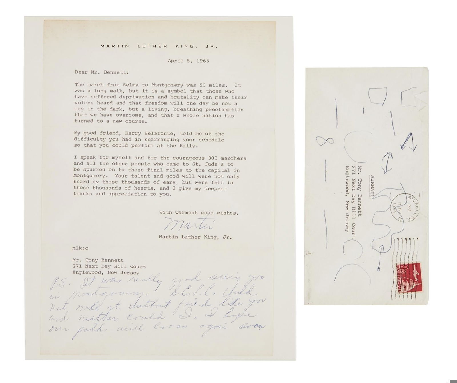 Tony Bennett | Martin Luther King, Jr. Typed Letter Signed On Selma ...