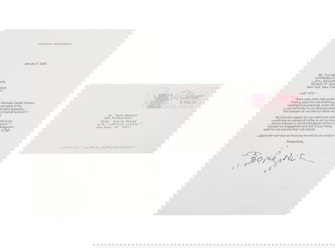 Tony Bennett | Robert Redford 2006 Signed Letter