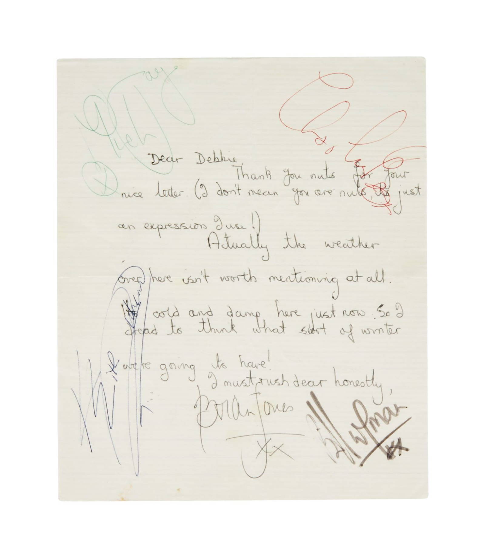 The Rolling Stones | Brian Jones Circa 1965 Handwritten Letter Signed ...