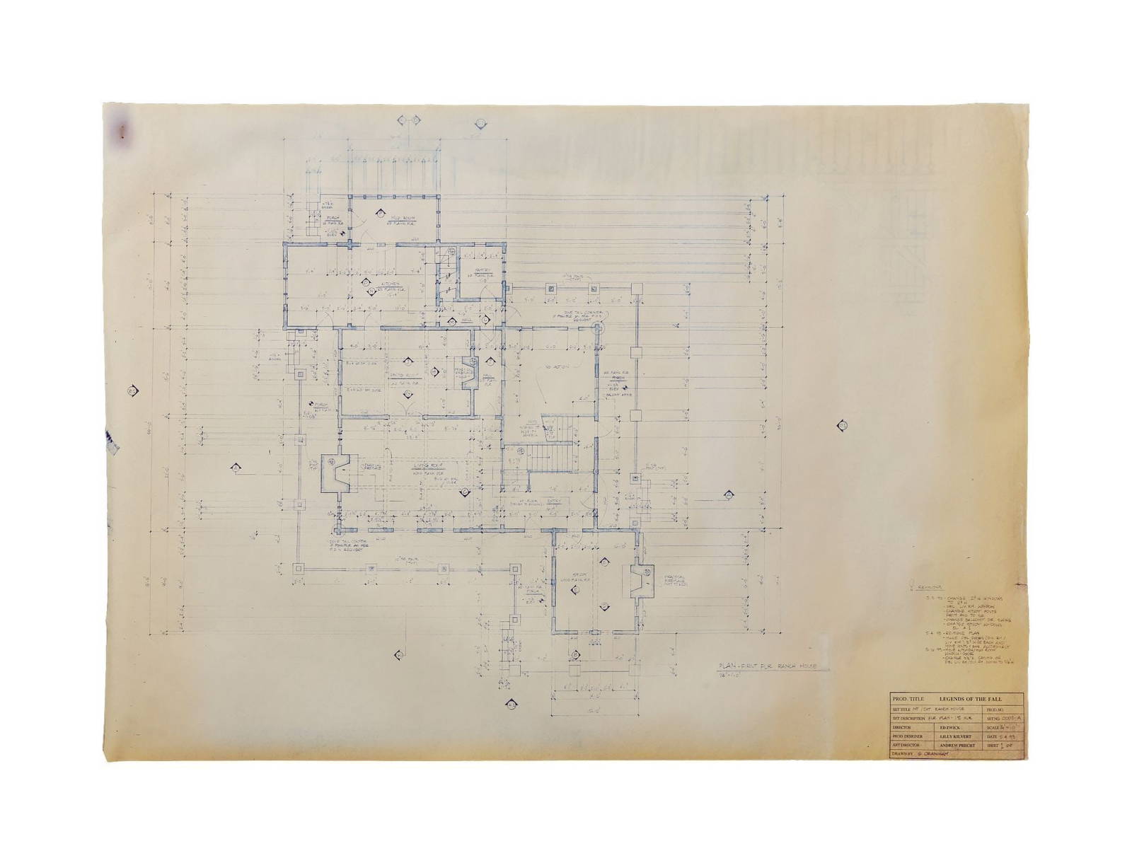 Legends Of The Fall | Ranch House Blueprints Auction
