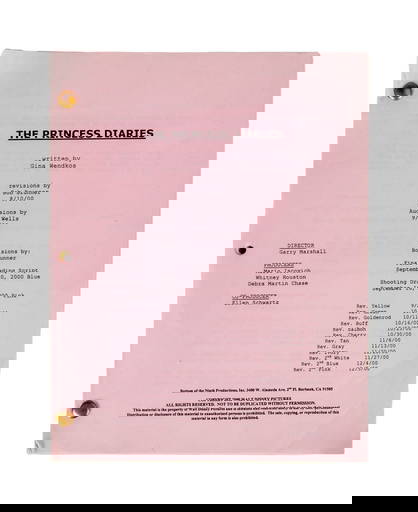 Garry Marshall | 2000 Script From "the Princess Diaries"
