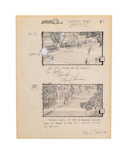 Brighton Beach Memoirs | Neil Simon Signed Storyboard Illustration