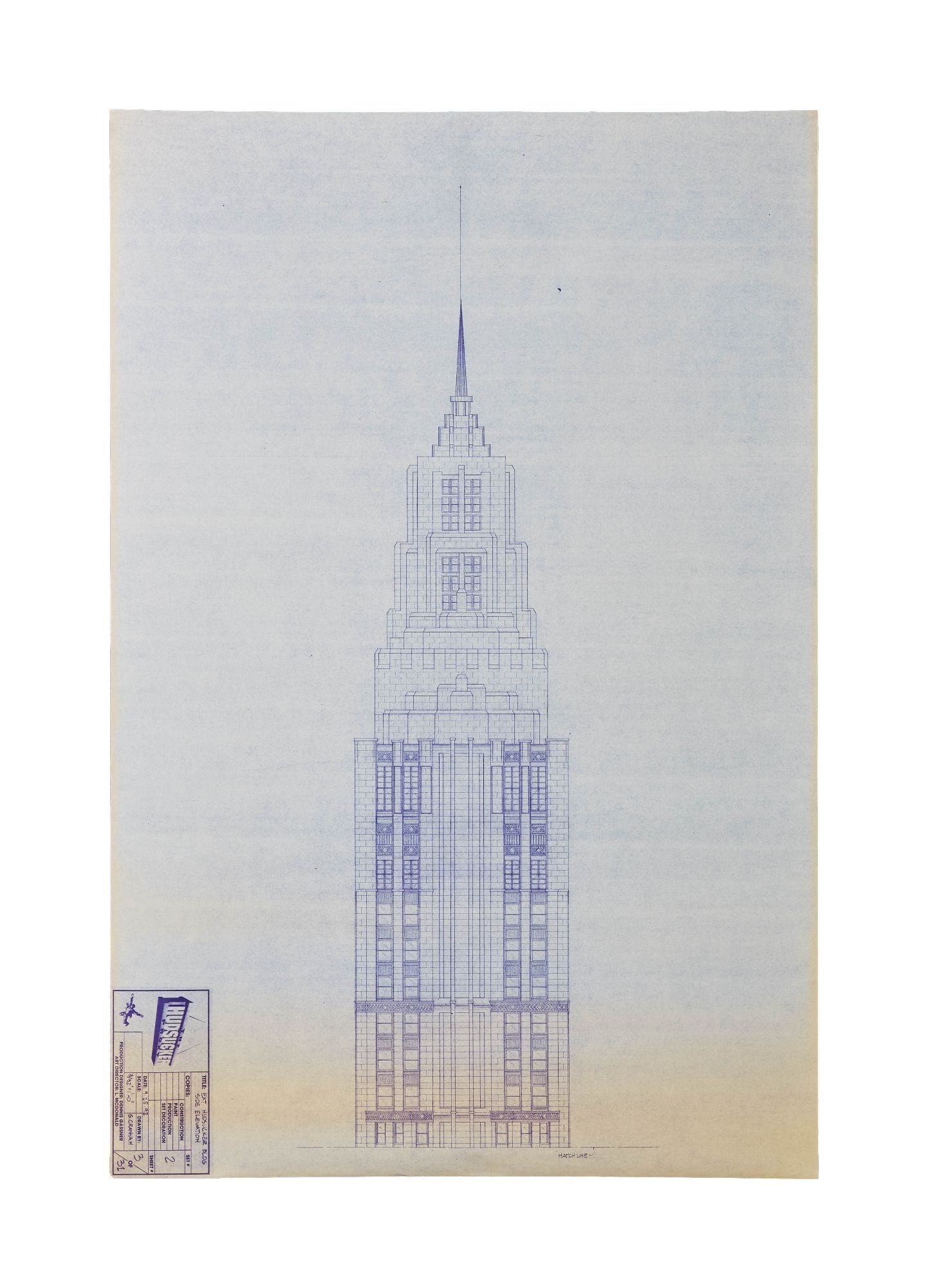 The Hudsucker Proxy | Hudsucker Building Exterior Blueprints Auction