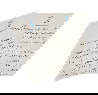 Princess Diana | September 1982 Handwritten Two-page Letter Auction
