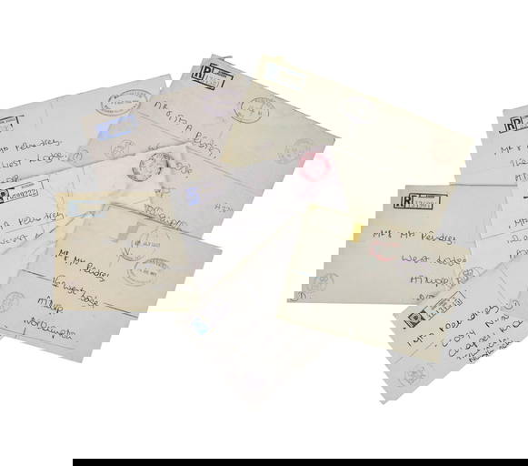 Royal Stationery | Six Royal Stamped And Postmarked Mail Envelopes