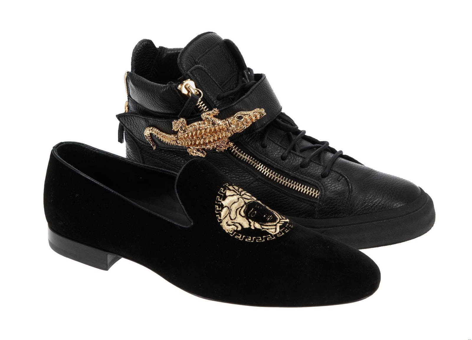 Rick Ross | Versace "medusa Head" Black Velvet Loafers And Giuseppe ...