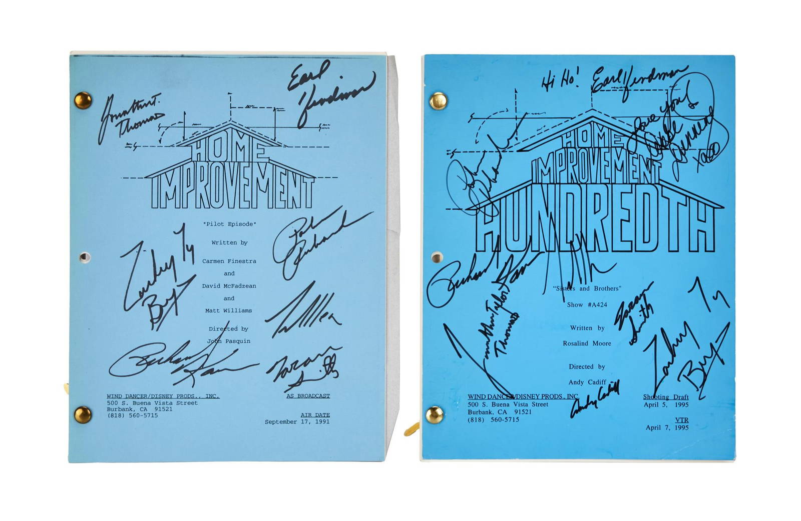 Home Improvement | Cast-signed Pilot Episode And 100th Episode Scripts ...