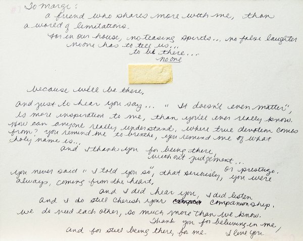 Stevie Nicks Handwritten Poem