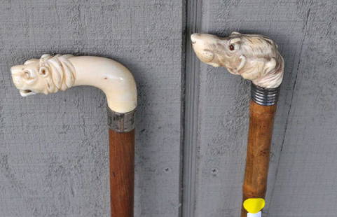 Two Old Carved Ivory Animal Netsuke