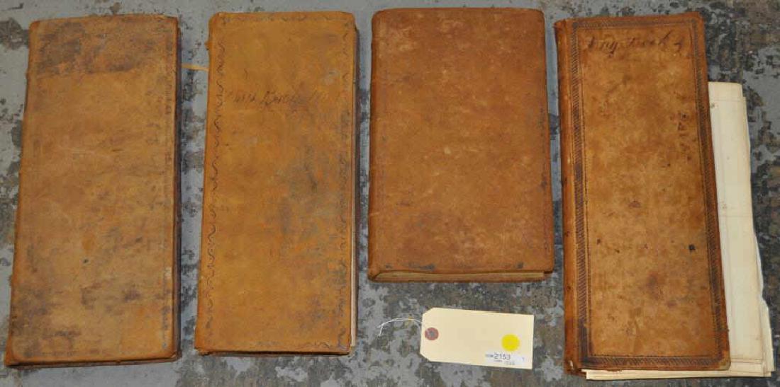Group Of Four 19th C. Leather Bound Ledger Books