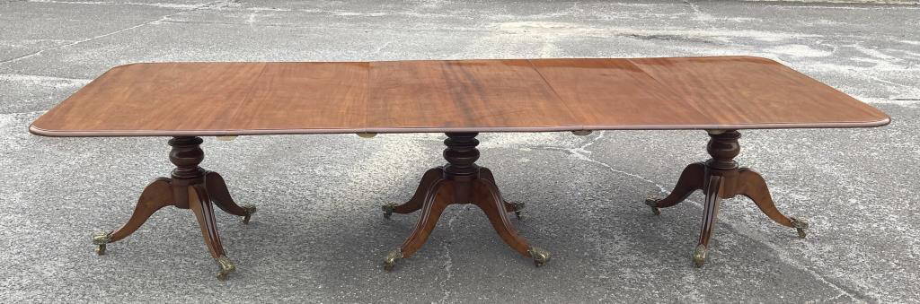 Regency Three Pillar Mahogany Dining Table