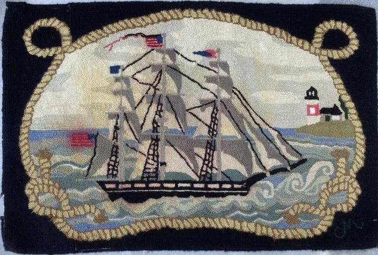 Claire Murray Clipper Ship Hooked Rug Auction