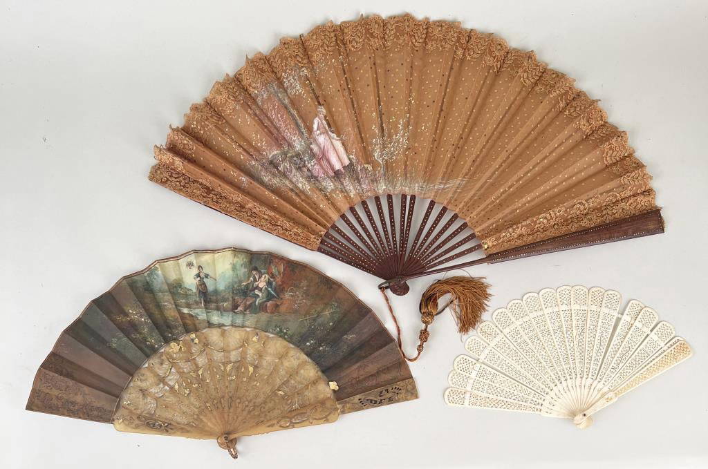 Three Antique Fans Auction