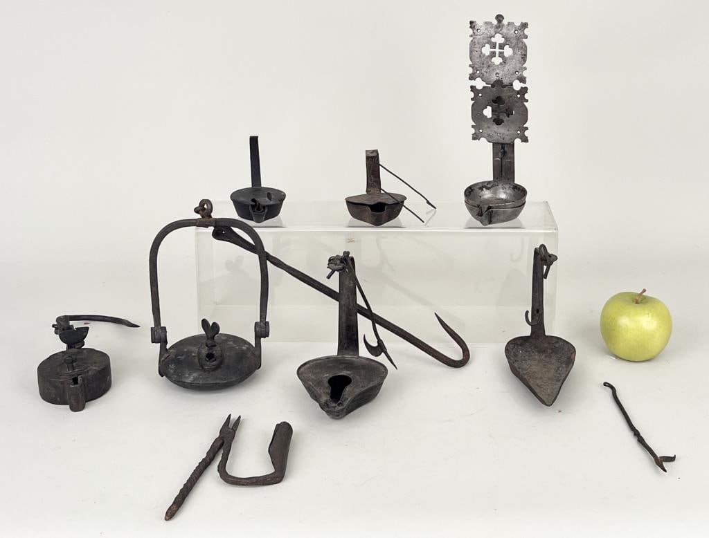 Group Antique Iron Betty Lamps Auction