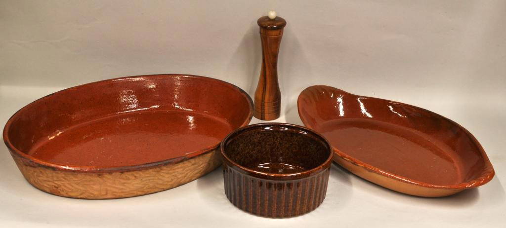 Group Of Three Redware Items