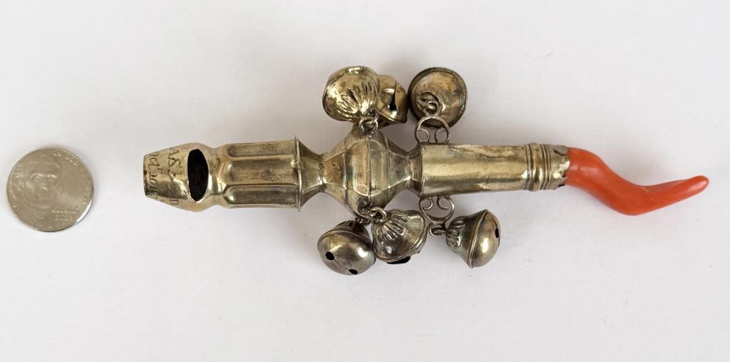 Dated 1774 Silver & Coral Baby Rattle - Jul 08, 2025 | Schwenke ...