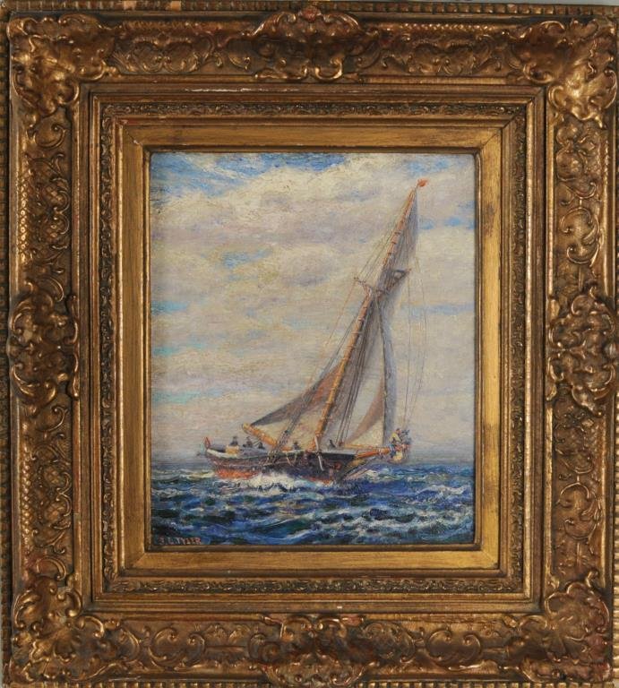 James Gale Tyler, "sailboat On Open Sea" O/c