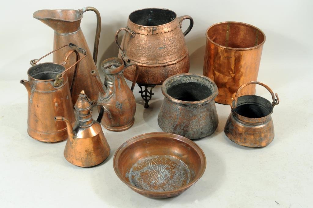 Nine Vintage Copper Items