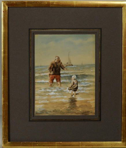 Poss. Joseph Israels "testing The Water W/father"